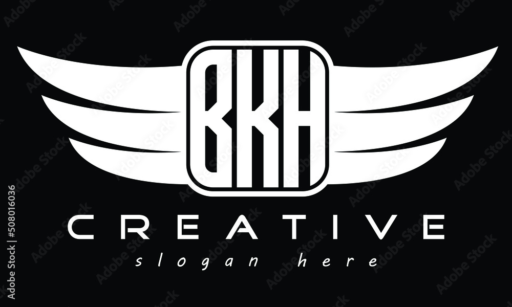 BKH three Letter Wings Flying Initial wing symbol minimalist creative ...
