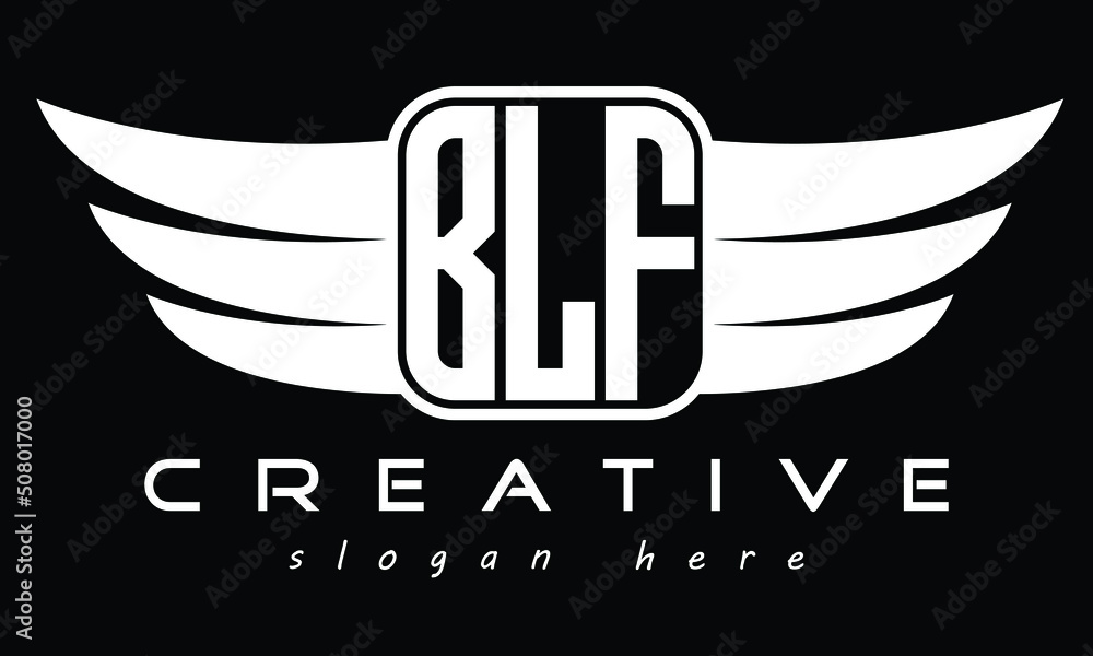 Vetor de BLF three Letter Wings Flying Initial wing symbol minimalist ...