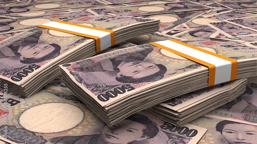 5000 Japanese yen money composition. Financial background. Many ...