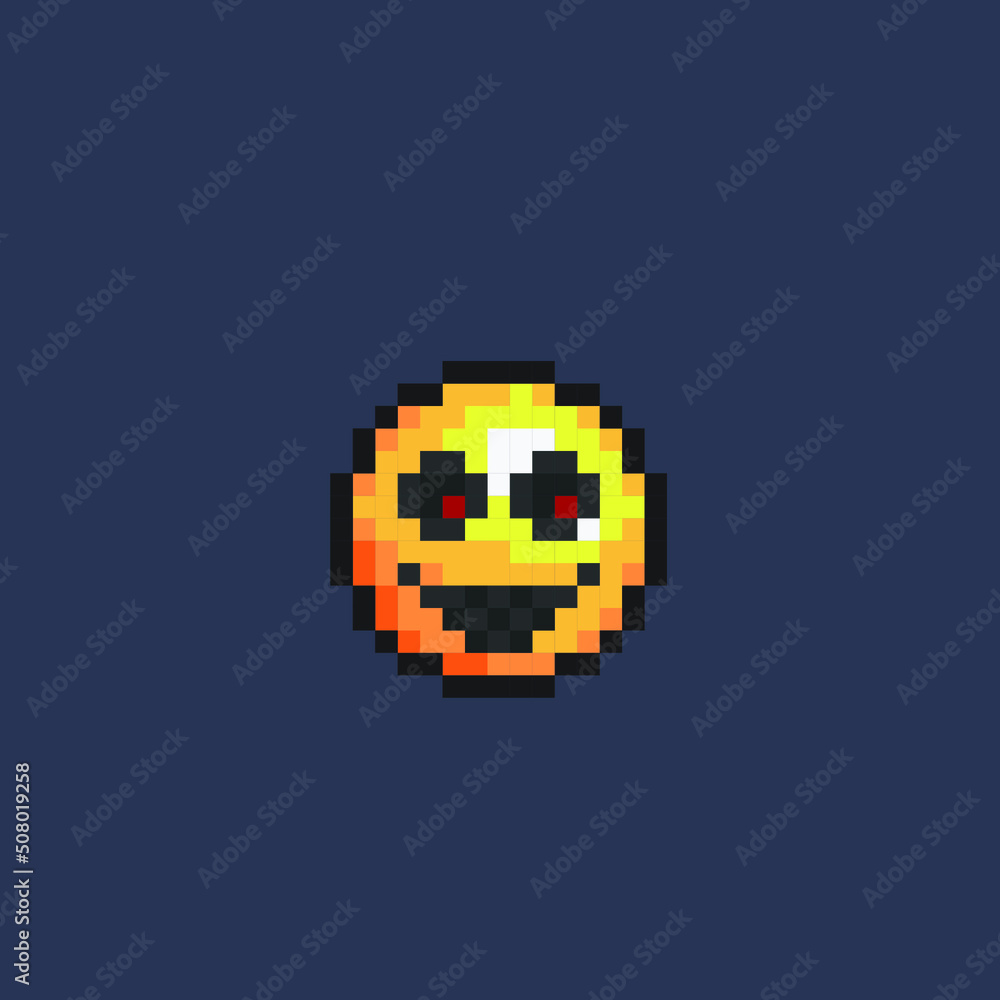 creepy smile head in pixel art style Stock Vector | Adobe Stock