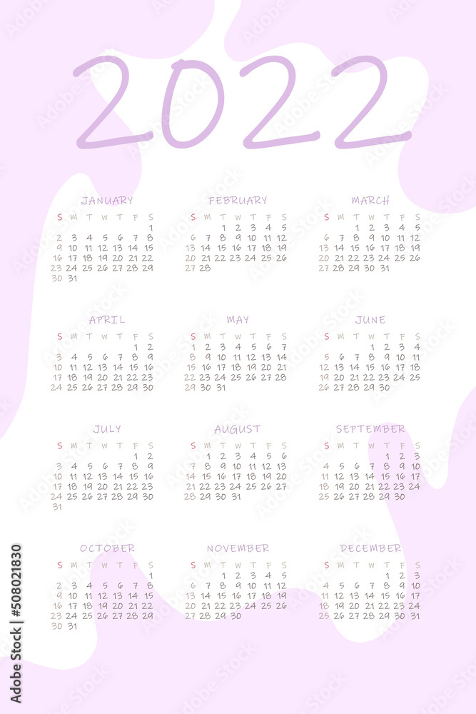 2022 calendar with delicate minimalist design pastel color palette ...
