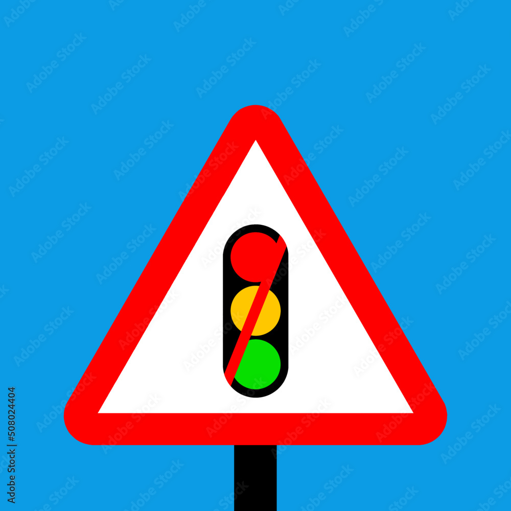 Warning triangle traffic signals not in use on this road sign Stock ...