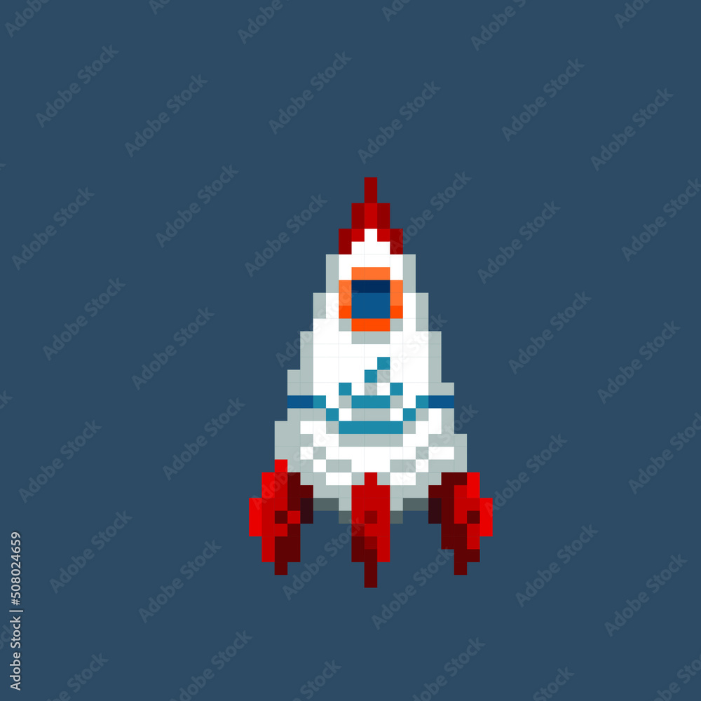 rocket ship in pixel art style Stock Vector | Adobe Stock