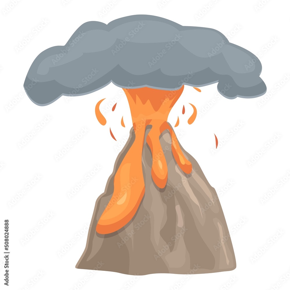Vulcano icon cartoon vector. Volcano eruption. Natural explosion Stock ...