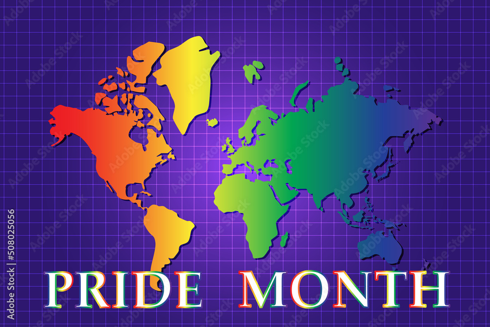 Pride Gradient on world map. Human rights or diversity concept ...