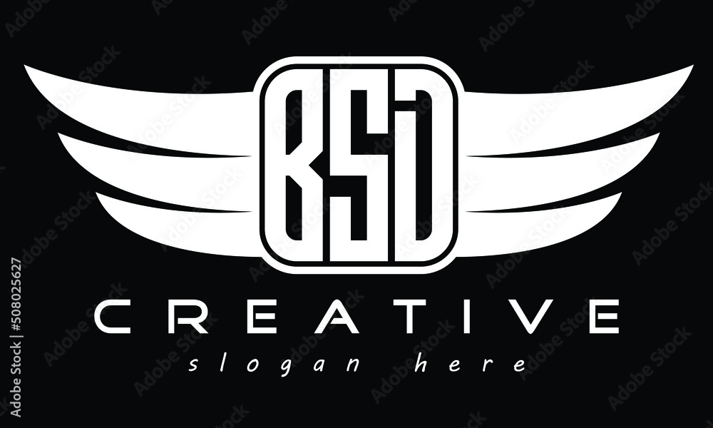 BSD three Letter Wings Flying Initial wing symbol minimalist creative ...
