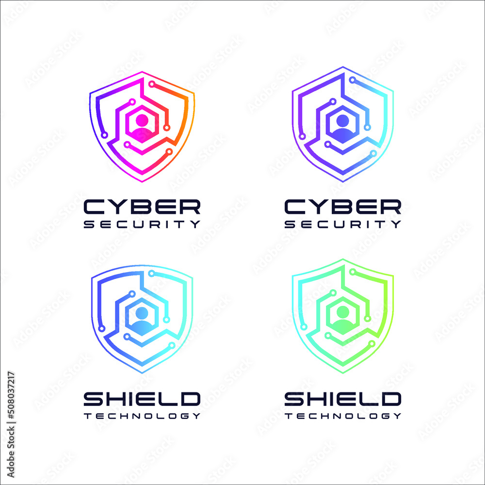 Cyber Security Shield and Personal data Privacy Logo design with Linear ...