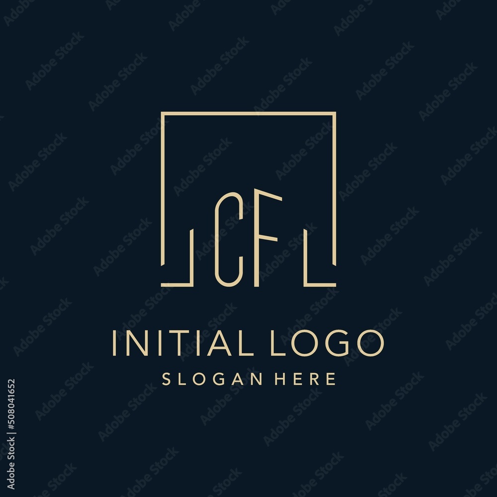 Initials CF logo square lines shape style, classy elegant logo design ...
