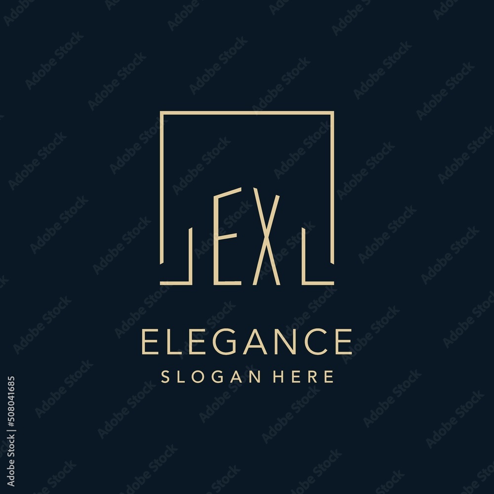 Initials EX logo square lines shape style, classy elegant logo design ...