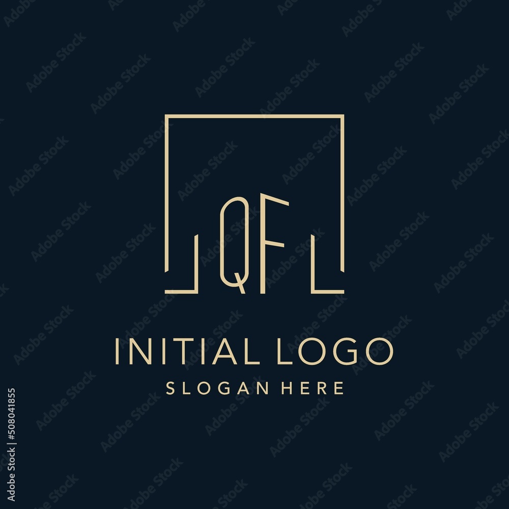 Initials QF logo square lines shape style, classy elegant logo design ...