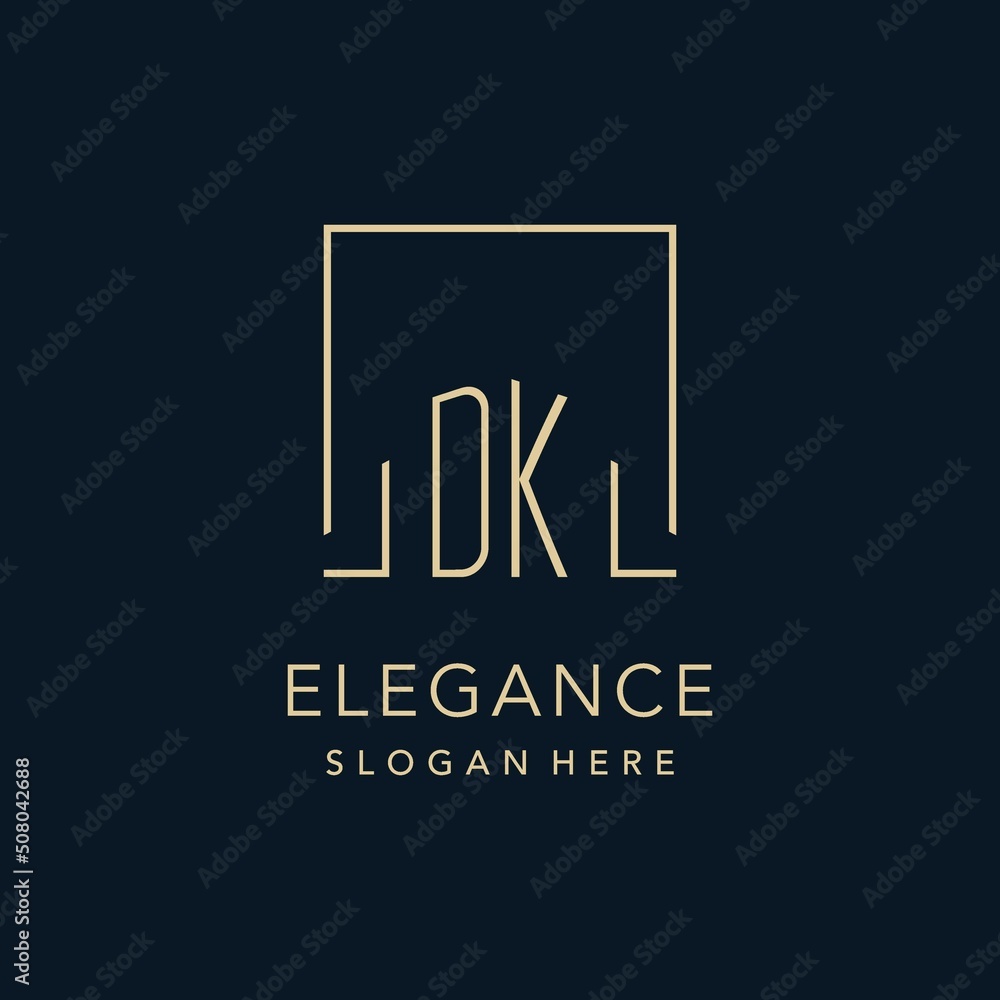 Initials DK logo square lines shape style, classy elegant logo design ...