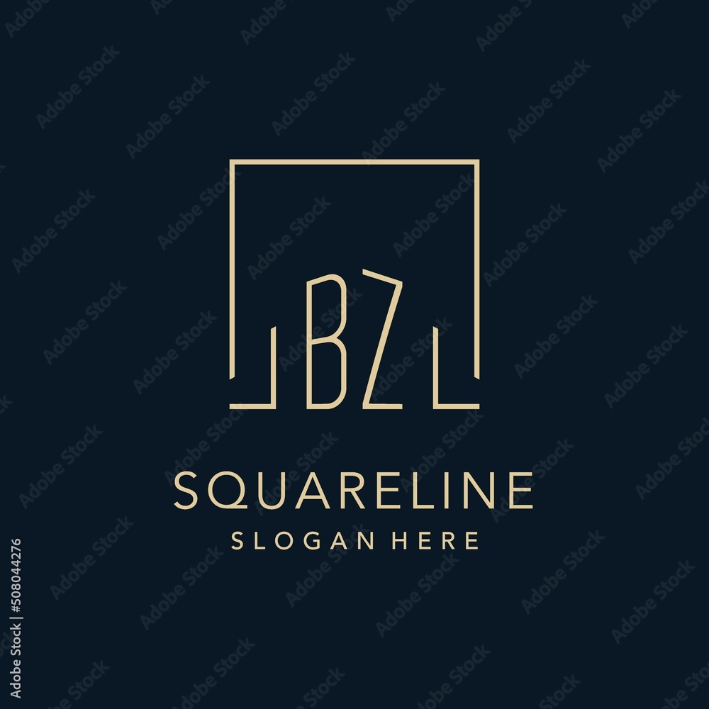 Initials BZ logo square lines shape style, classy elegant logo design ...
