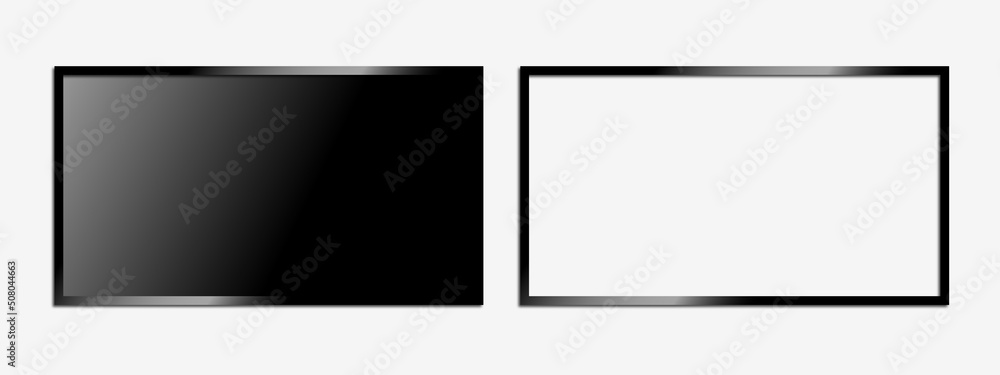 Modern TV set on a transparent background. Vector realistic tv template ...