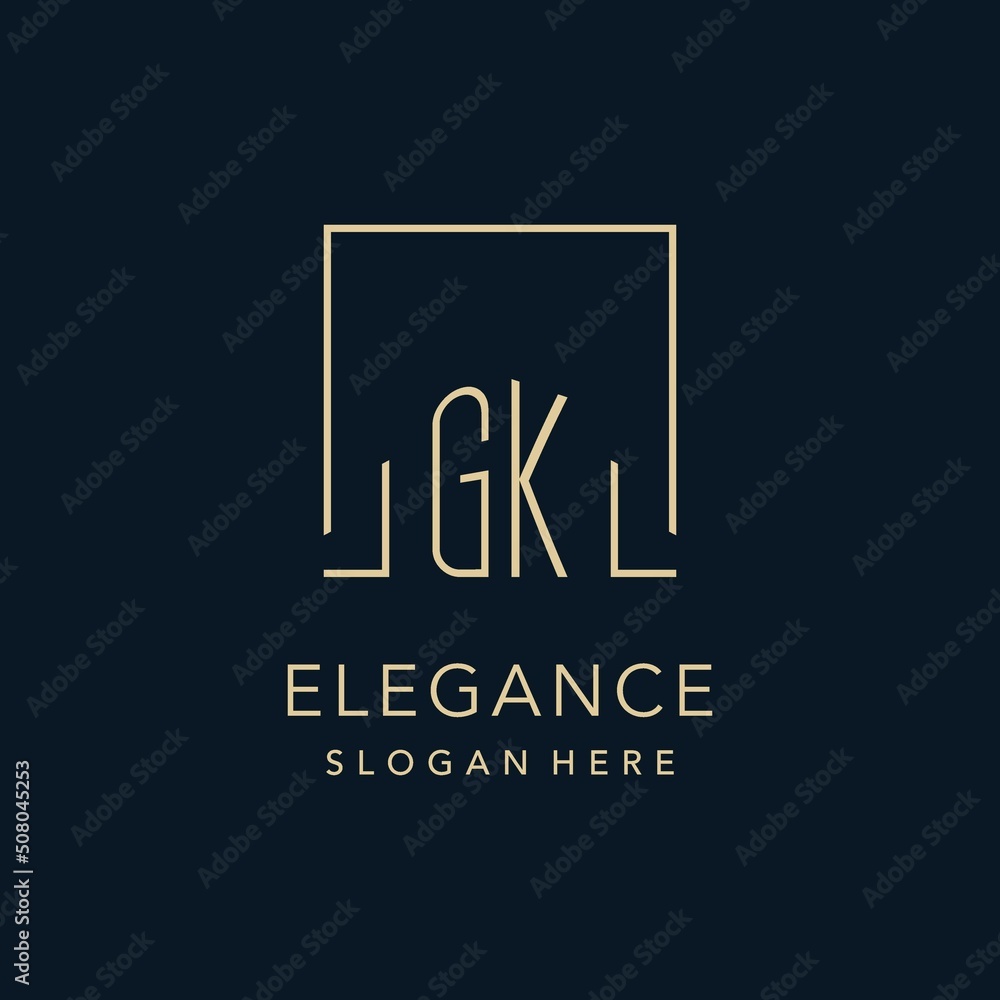 Initials GK logo square lines shape style, classy elegant logo design ...