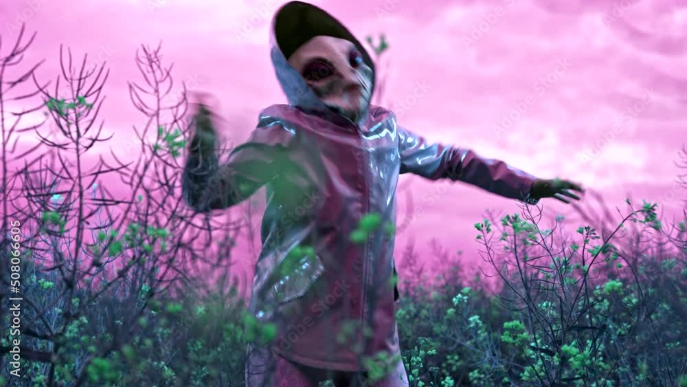 Hilarious alien dancing in field. Funny meme footage of arrived on pink ...