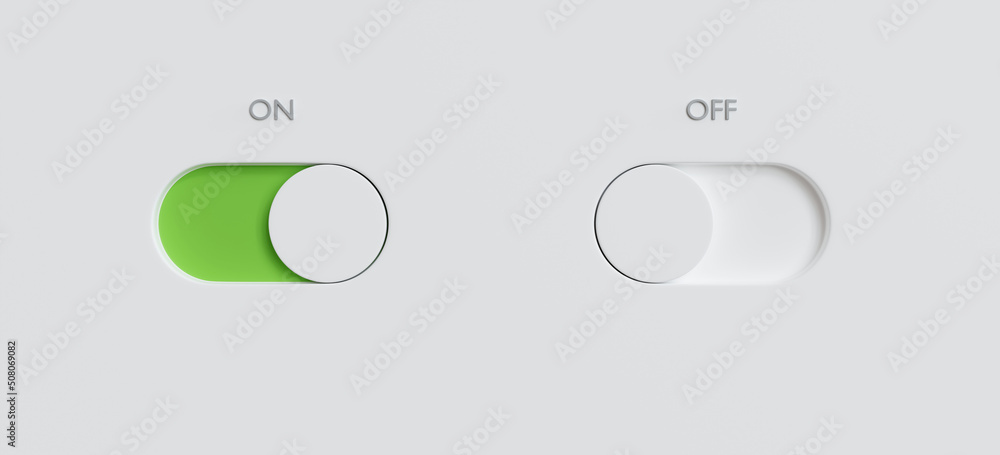 Toggle switch buttons isolated on white background. 3D render. 3D ...