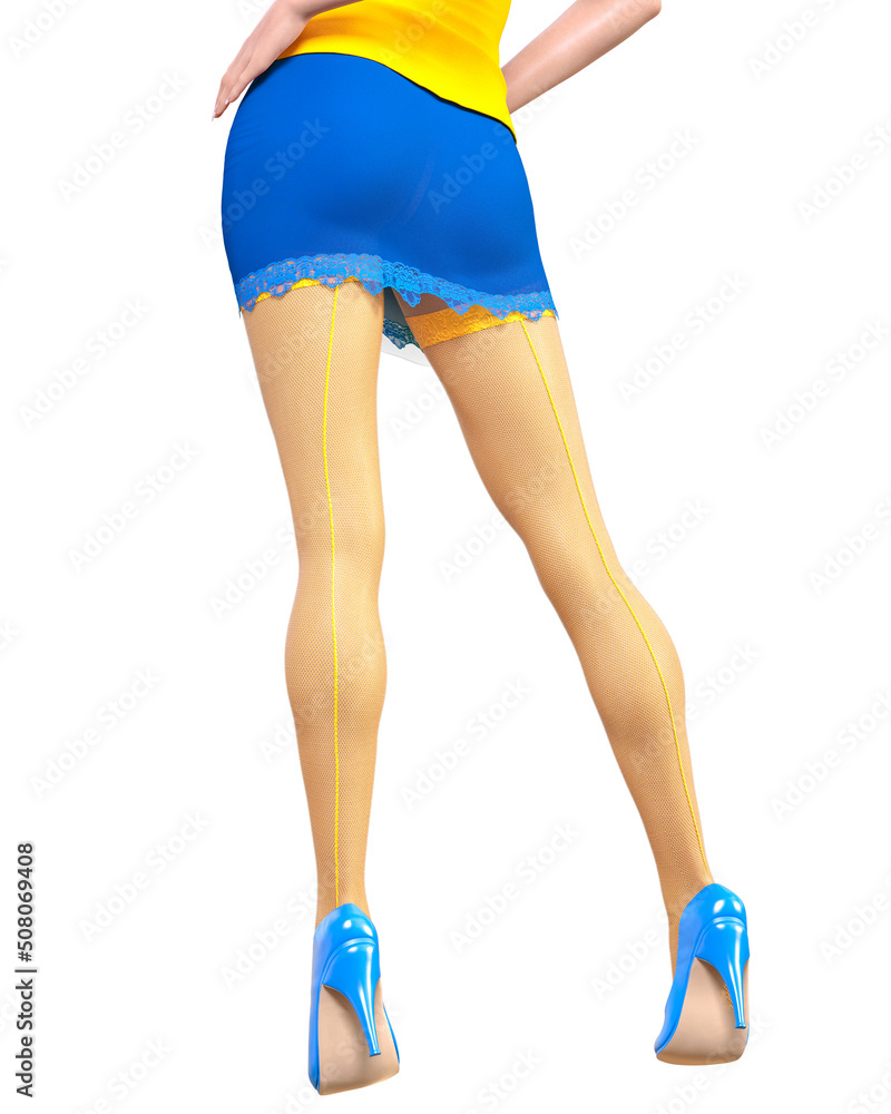Sexy Long Secretary Legs In Mini Skirt And Stocking Stock Illustration