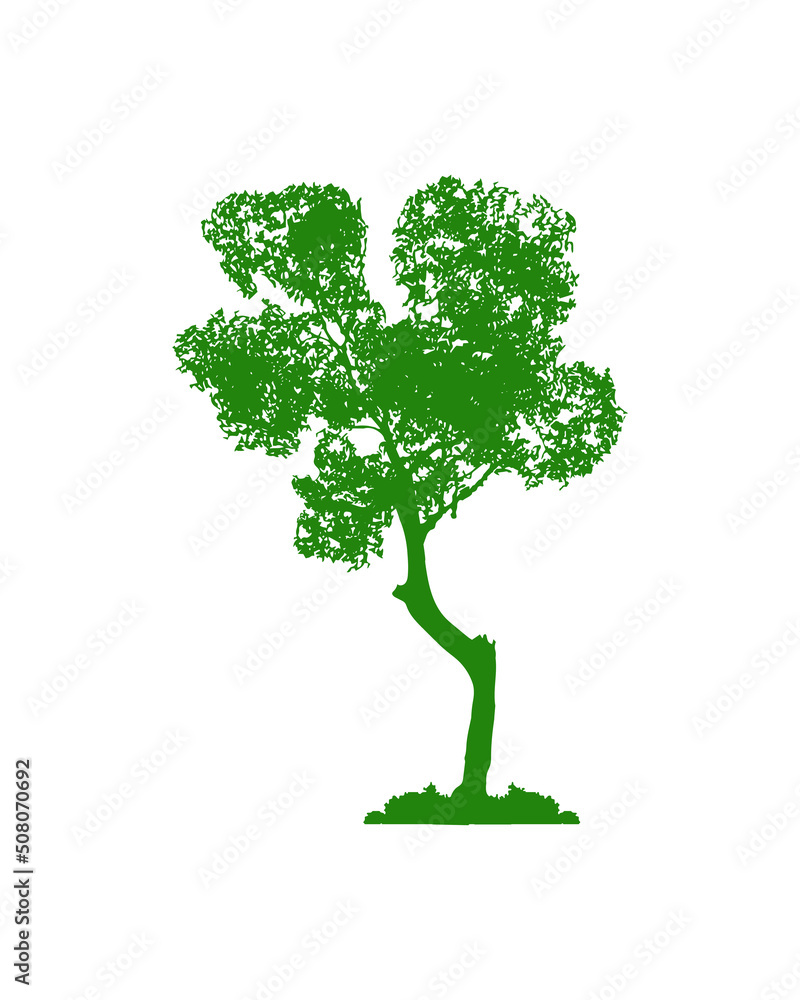 neem tree silhouette. green neem tree icon, logo, vector illustration ...