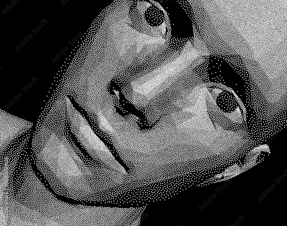 Abstract man head made from dots. Cover design template. Facial ...