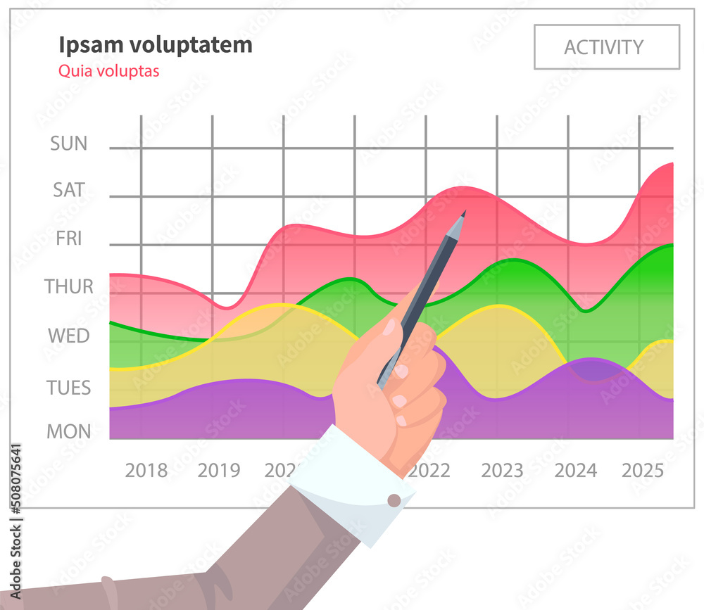 Infographic chart vector template. Annual statistics curve graph design ...