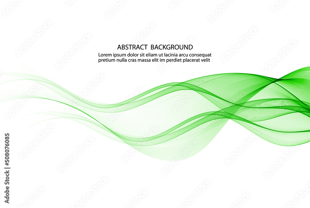 Movement of smooth green lines of a transparent wave, design element ...