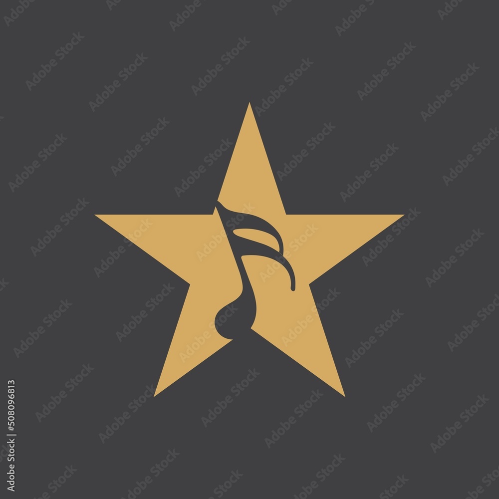 Music Note with star gold logo design inspiration Stock Vector | Adobe ...