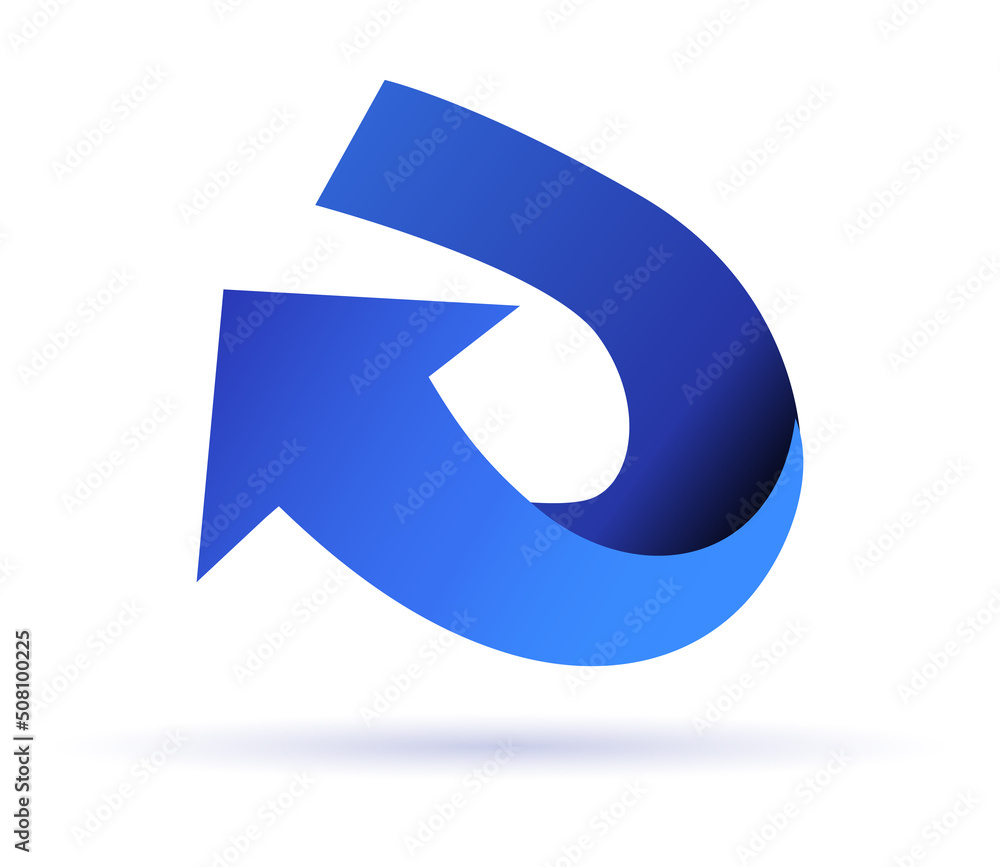 Blue curved arrow. Button to go to next or previous tab, site map and ...