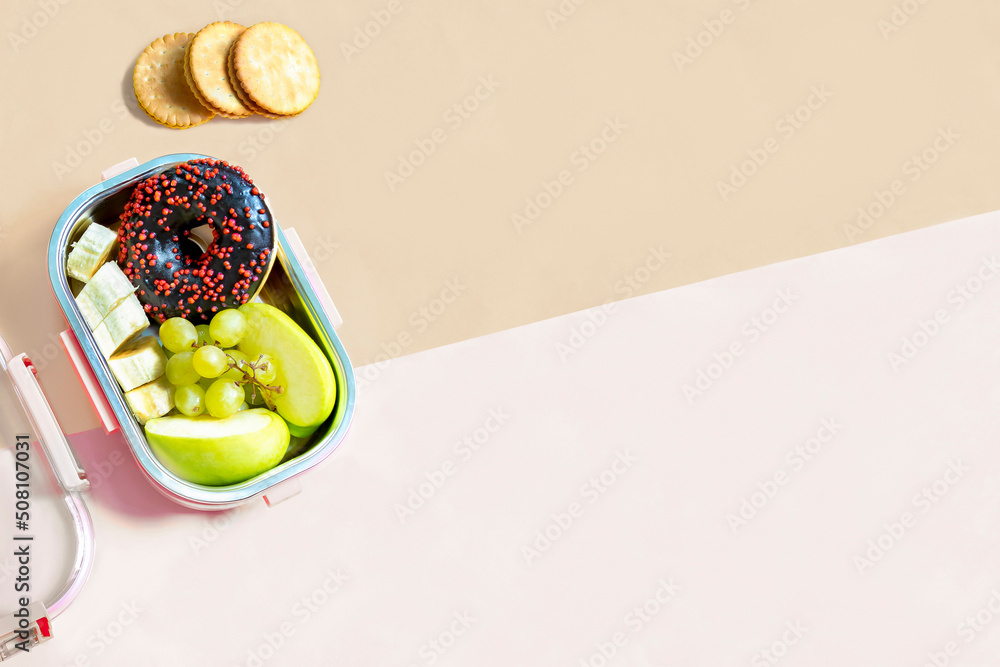 Catering food prepared in storage container with compartment with ...