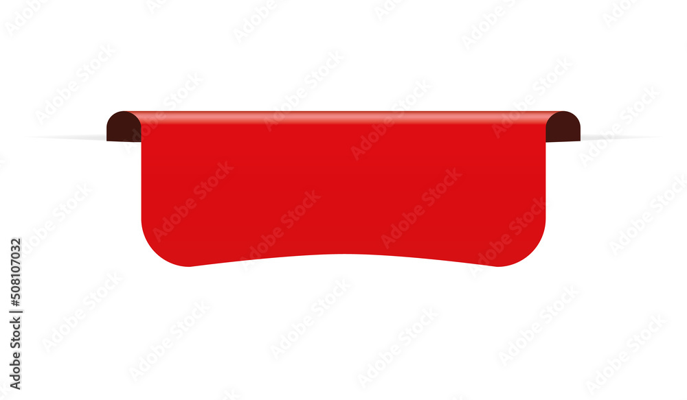 vector illustration of red colored label banner on white background ...