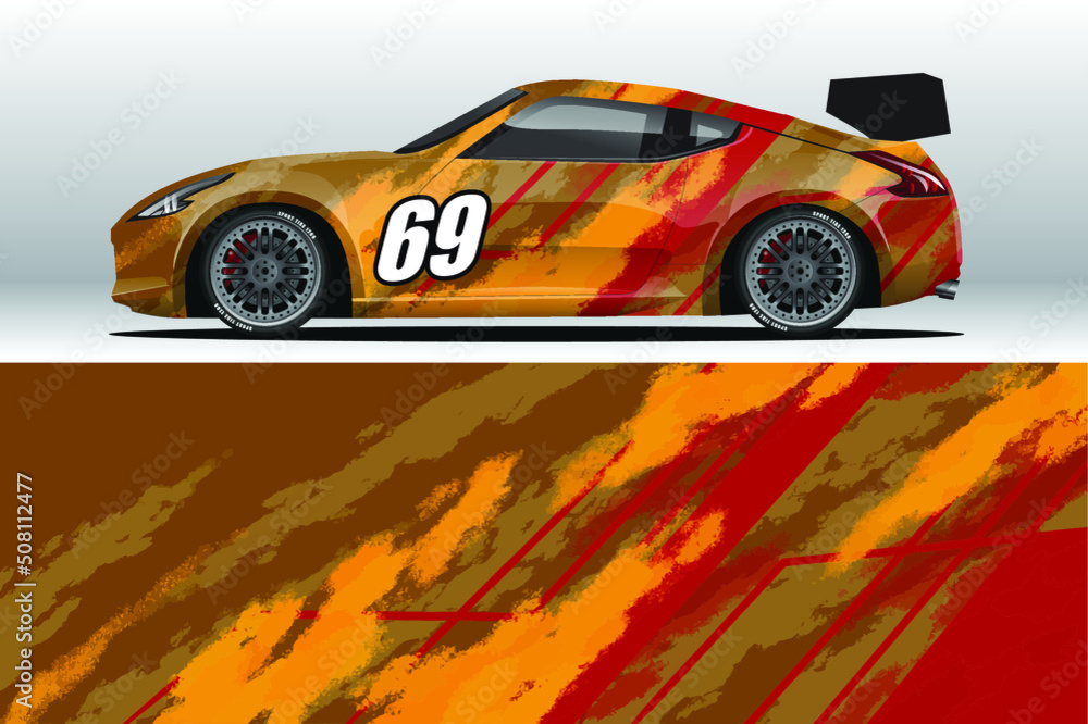 Abstract Race car wrap sticker design and sports background for daily ...