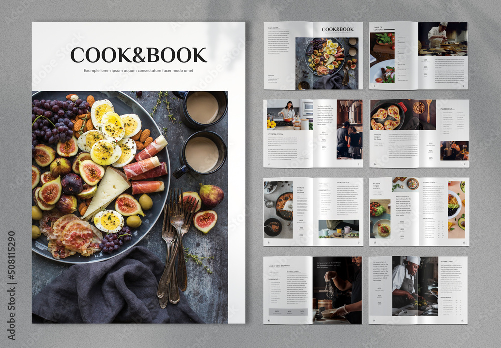 Cookbook Magazine Layout Stock Template | Adobe Stock