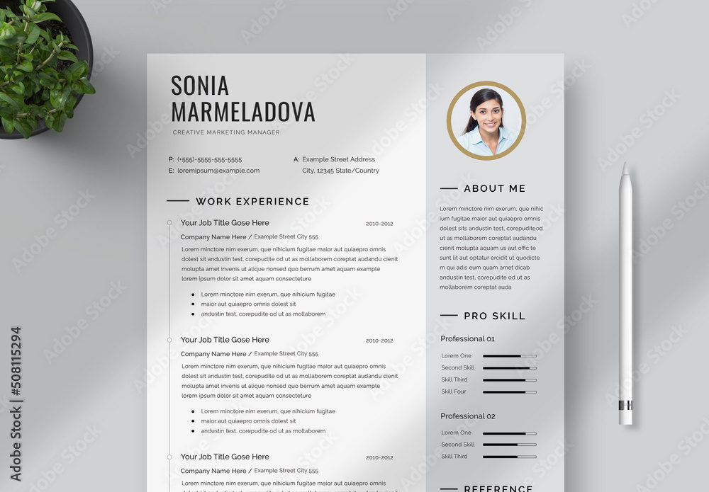Resume Layout with Sidebar Stock Template | Adobe Stock