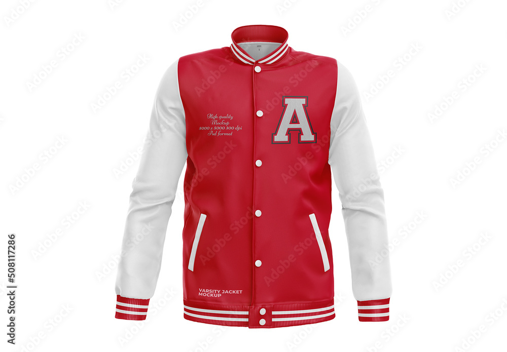 Varsity Jacket Mockup Front View Stock Template | Adobe Stock
