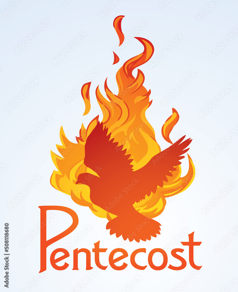 Pentecost sunday. Baptism with the Holy Spirit. Vector drawing icon ...