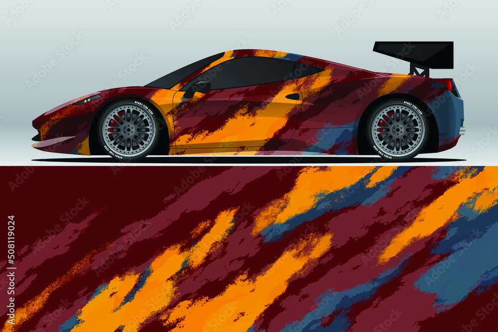 Abstract Race car wrap sticker design and sports background for daily ...