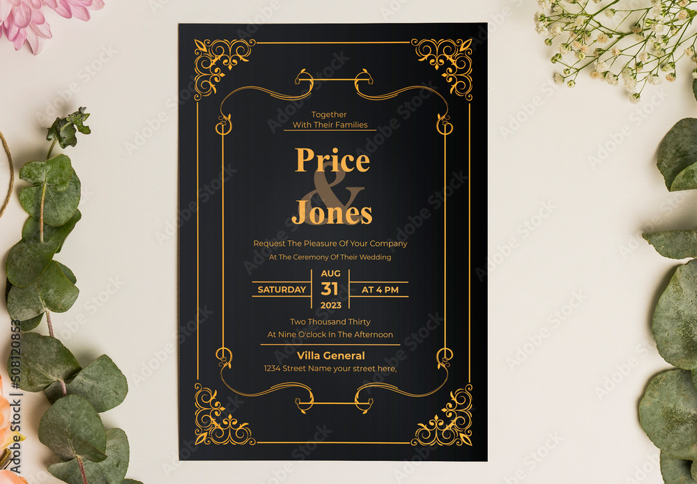 Wedding Invitation Card Layout Design Stock Template | Adobe Stock