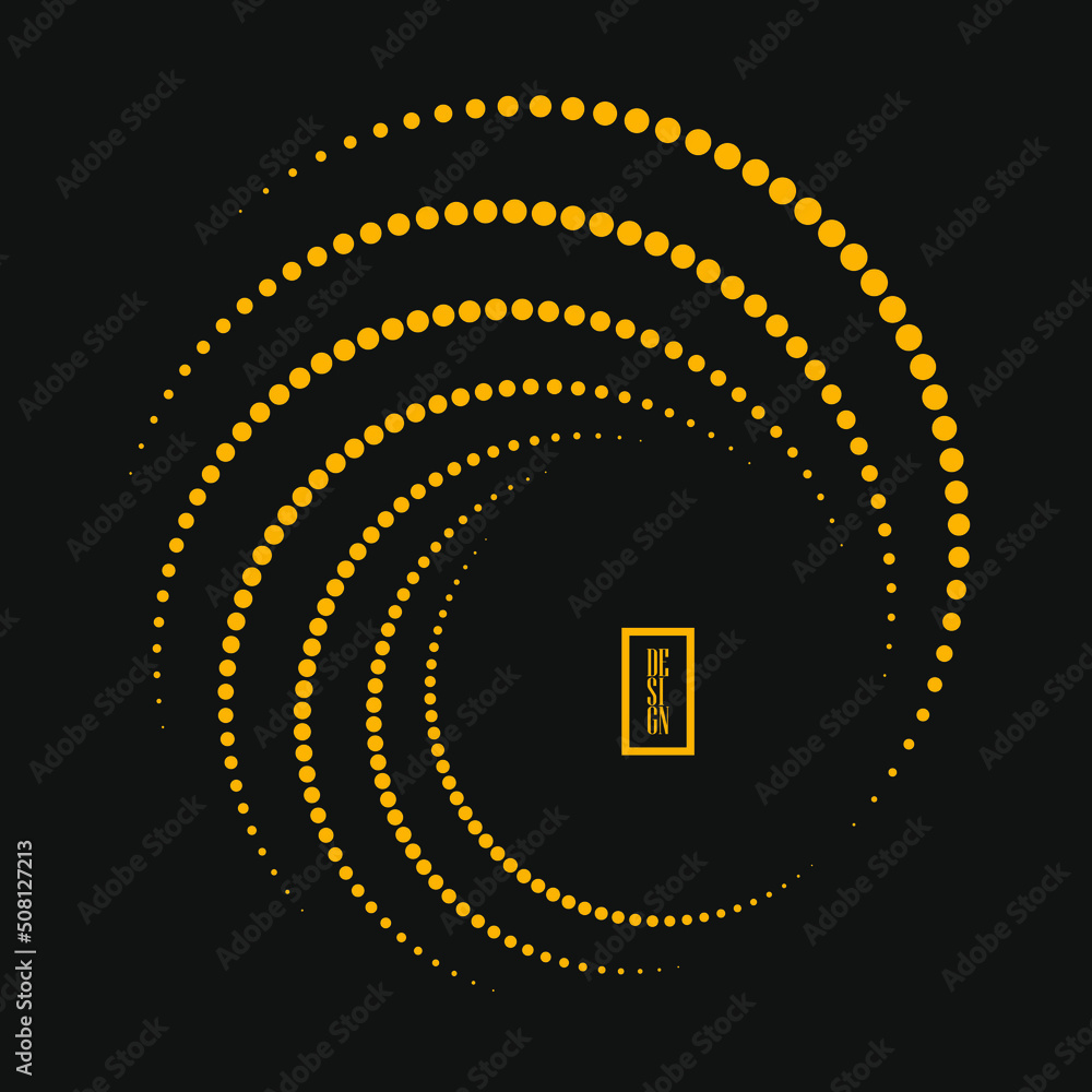 Yellow abstract halftone dots in circle form. Geometric art. Trendy ...
