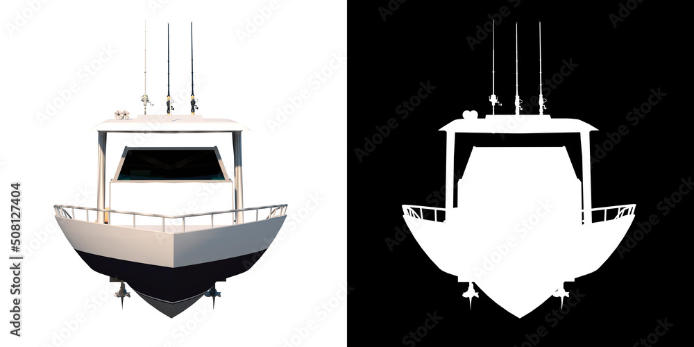 Ship Boat vessel 2 - Front view white background alpha png 3D Rendering ...