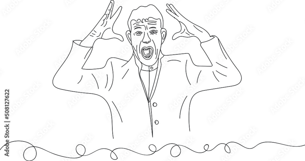 Angry man logo, angry man vector, sketch drawing of very angly man ...