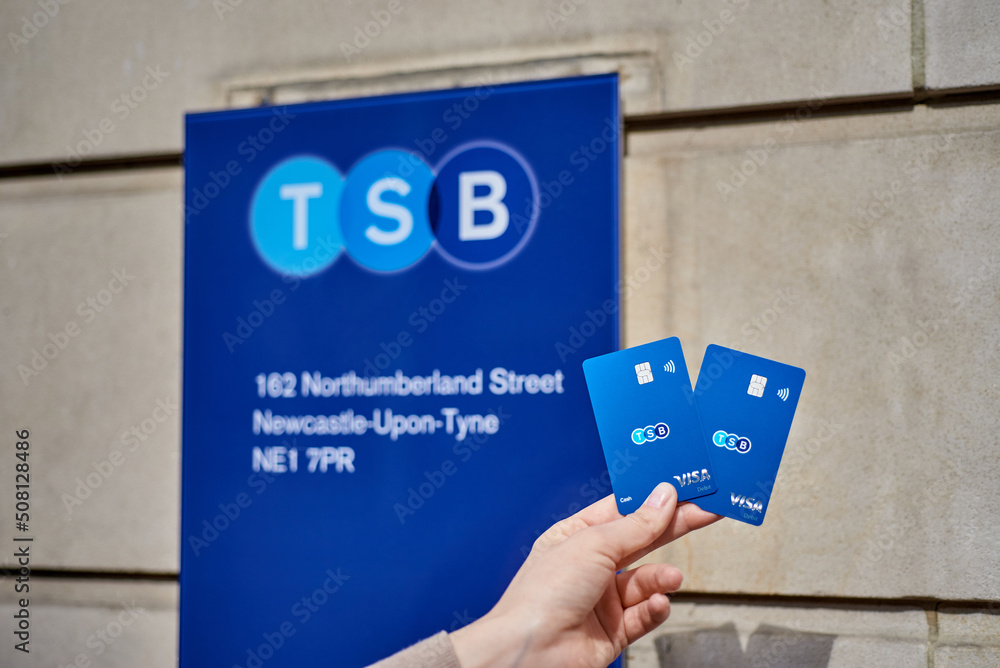 England, Newcastle, May 27, 2022: New cards of TSB Bank on the ...
