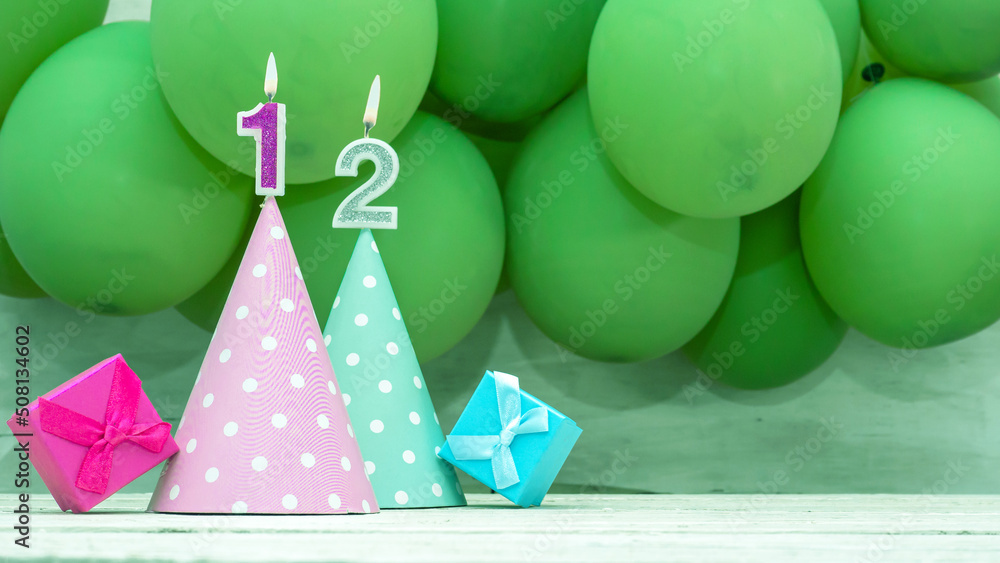 Birthday number 12, a beautiful card with balloons and numbers from ...