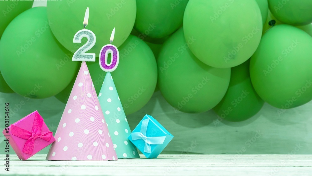 Birthday number 20, a beautiful card with balloons and numbers from ...