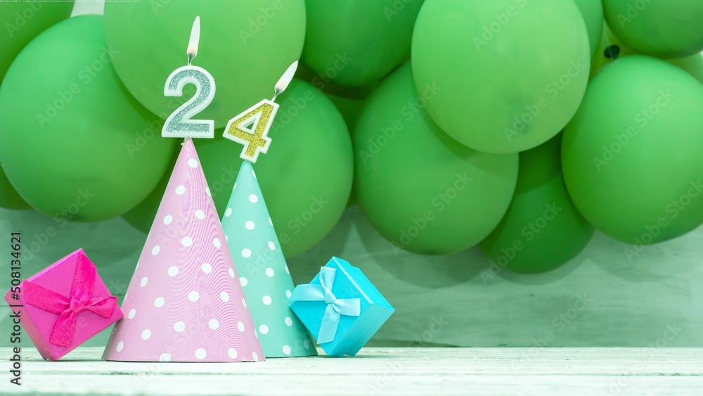 Birthday number 24, a beautiful card with balloons and numbers from ...