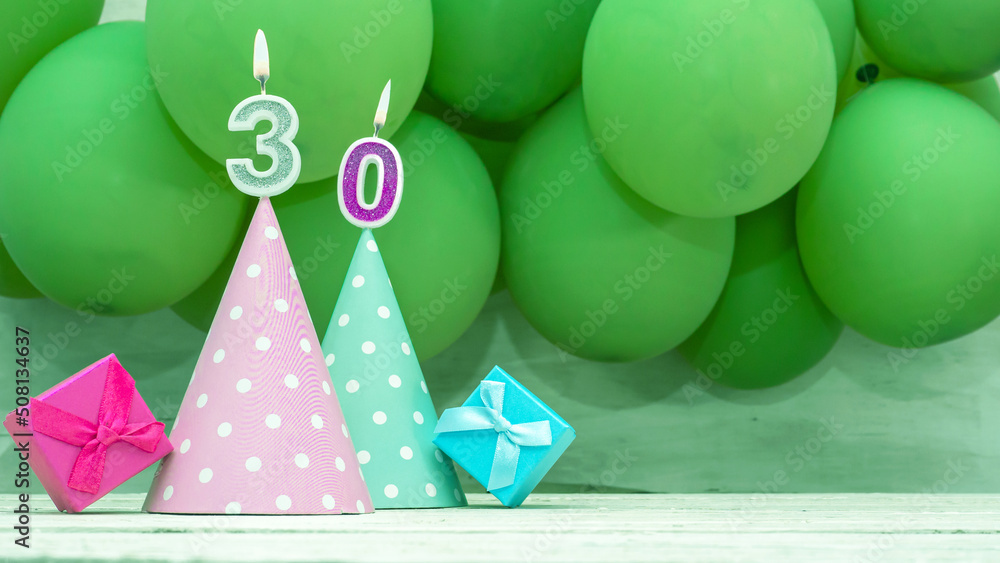 Birthday number 30, a beautiful card with balloons and numbers from ...