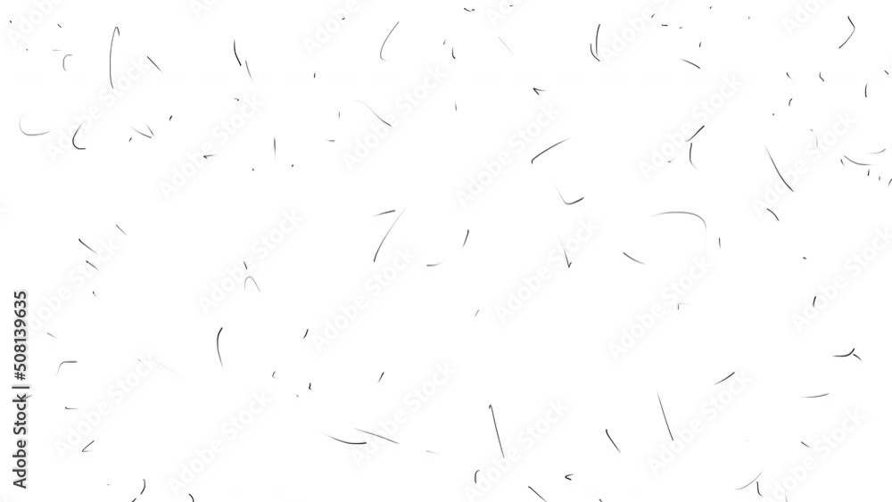 Animation with a texture of small black scratches on a white screen. 4k ...