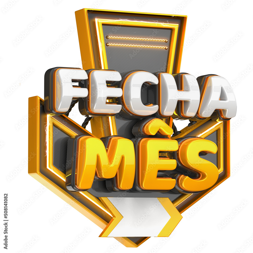 FECHA MÊS SELO 3D COM NEON RAIOS EM FUNDO ISOLADO Stock-Illustration ...