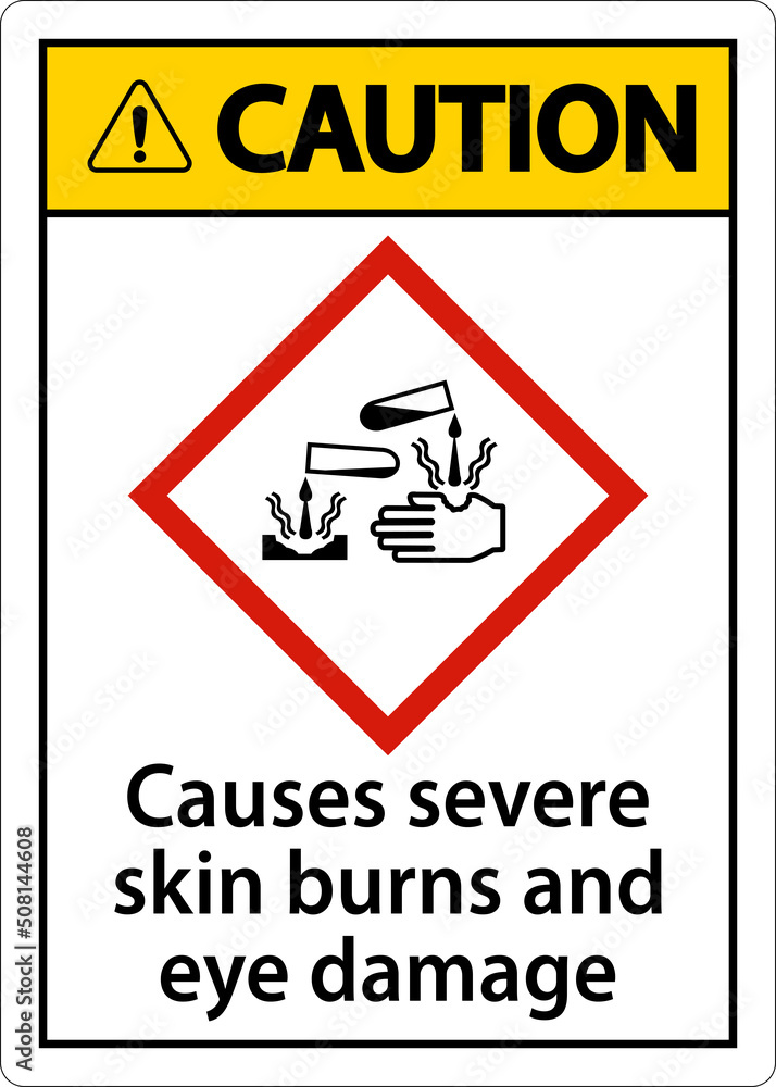 Caution Causes Severe Skin Burns Eye Damage GHS Sign Stock Vector ...