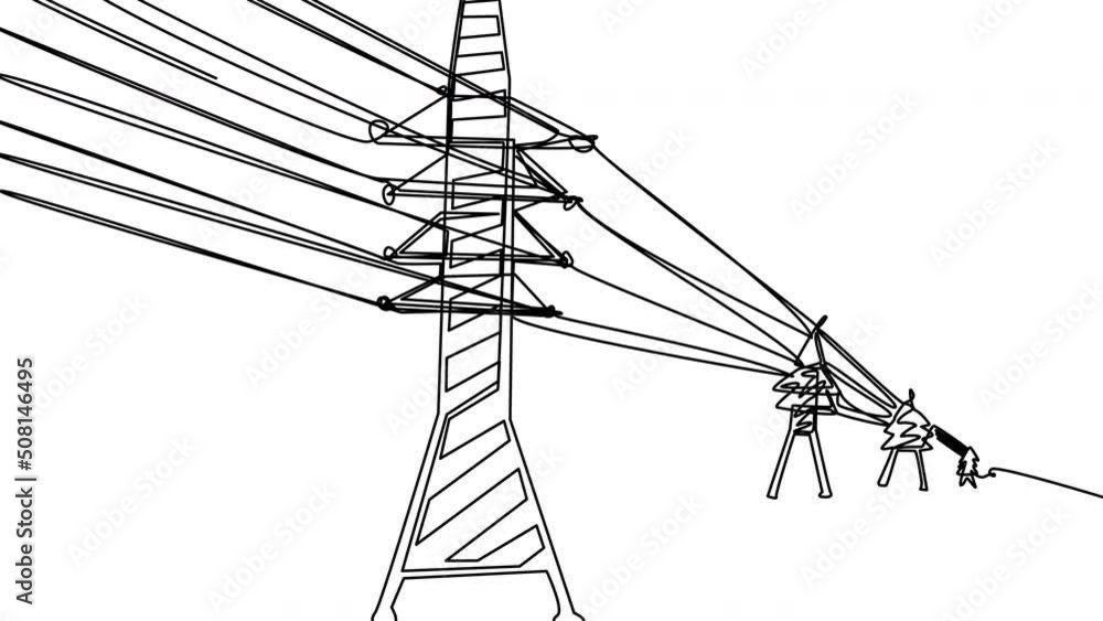 Stockvideo Self-drawing of electrical wires in one line. Animation of ...