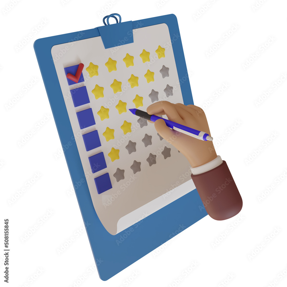 3d clipboard rating five stars for best excellent rating 5 star for ...