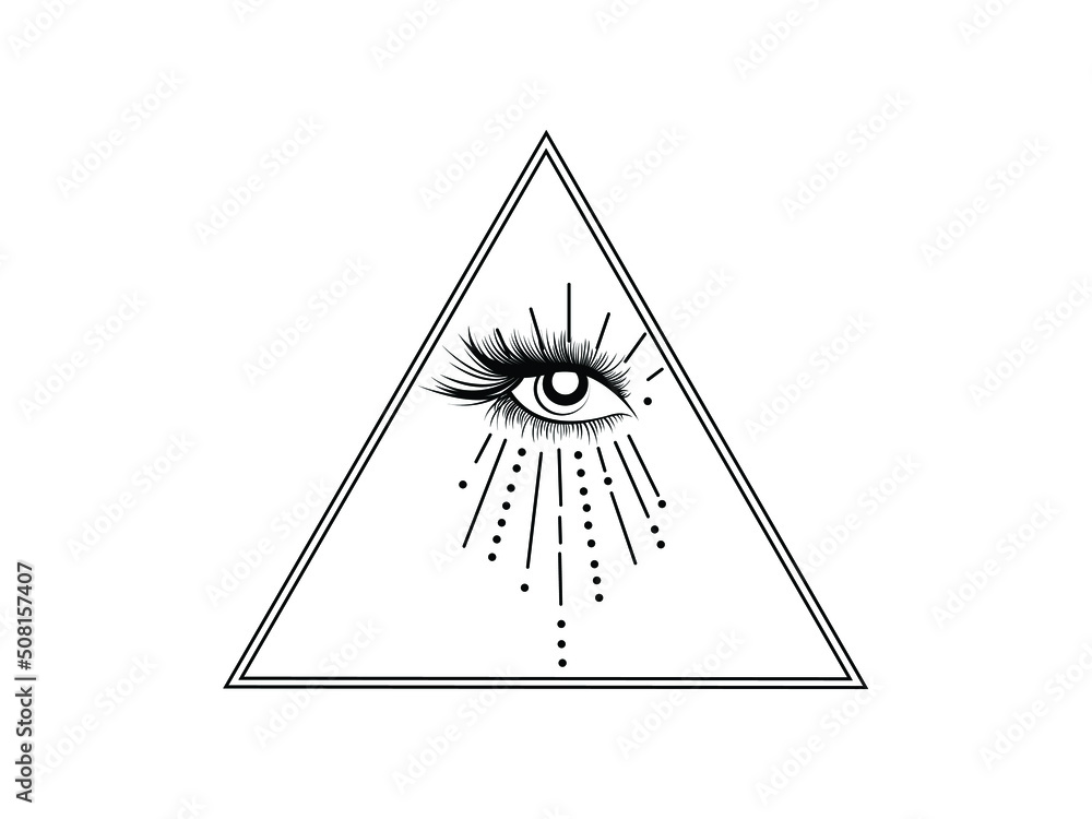 third eye icon vector illustration. evil eyes vision black line symbol ...